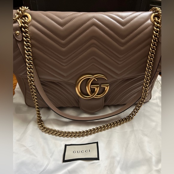 Gucci | Bags | Gucci Gg Marmount Large Leather Chain Bag | Poshmark